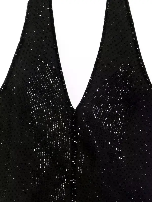 Patrizia Pepe Embellished Halterneck Top - Black