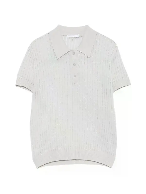 Patrizia Pepe Knitted Polo Shirt With Button Fastening - Grey