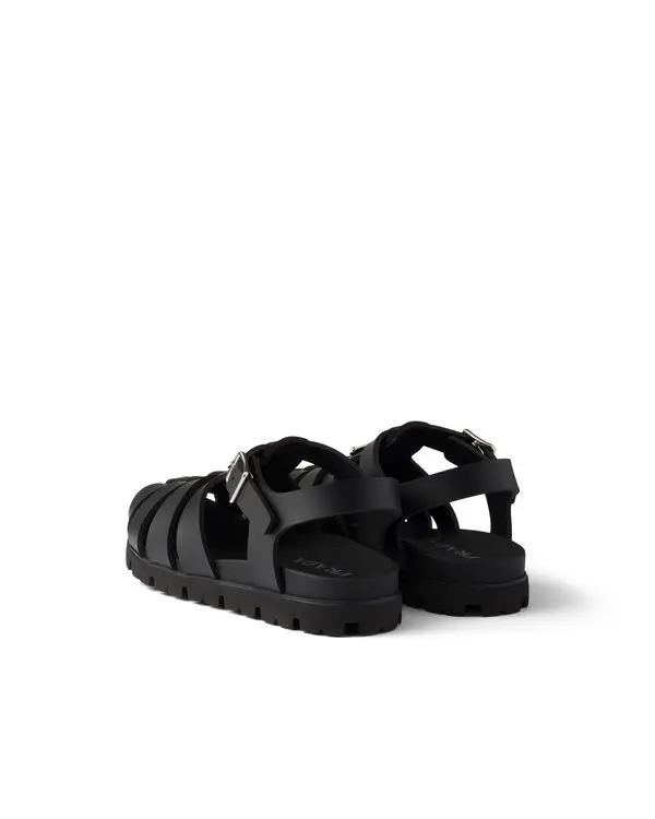 Prada Rubber Fisherman Sandals With Enamelled Triangle Logo