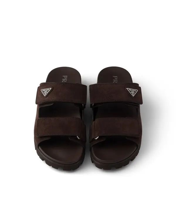Prada Suede Band Sandals - Dark Brown