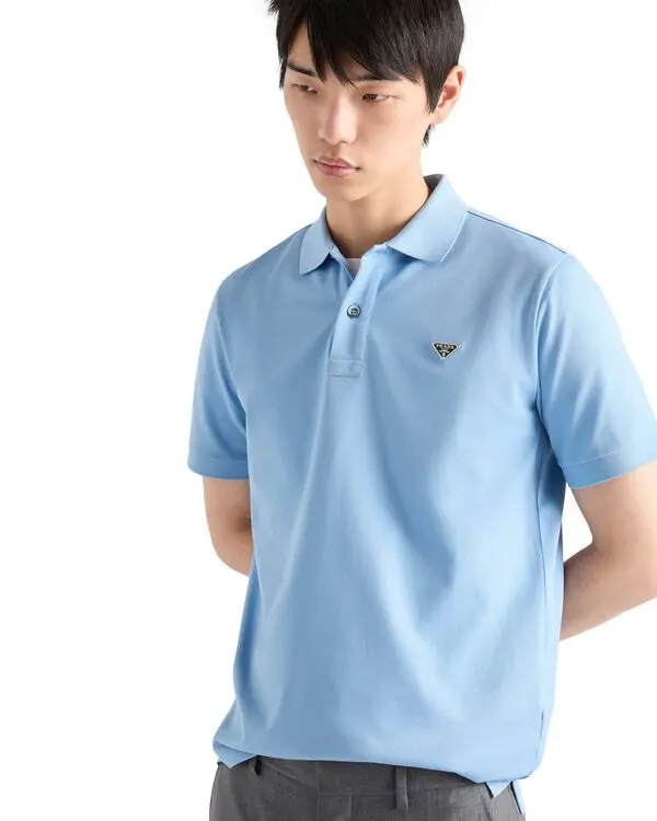 Prada Piqué Polo Shirt - Light Blue