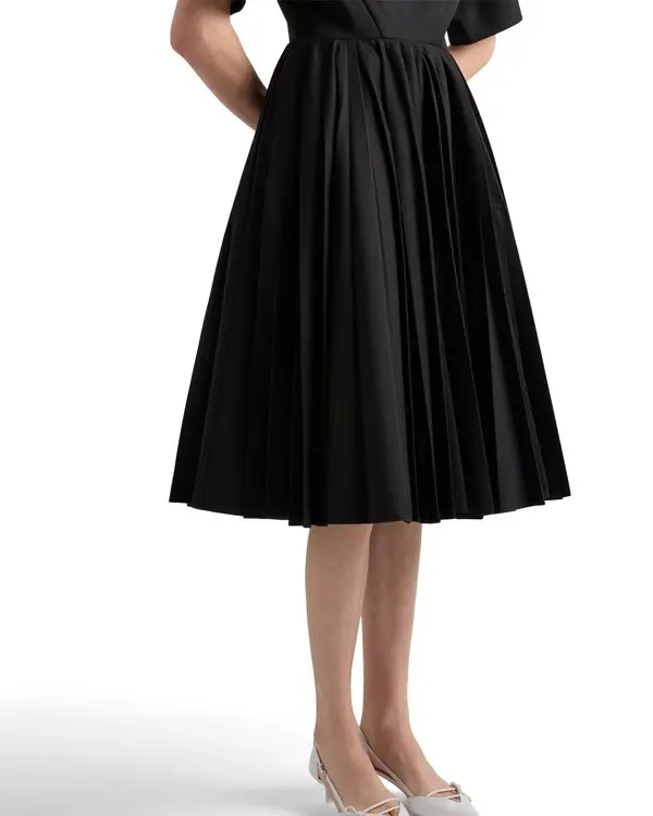 Prada Gabardine Fit & Flare Dress With Boat Neck