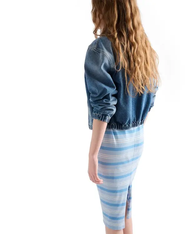 Prada Denim Jacket With Classic Collar And Zipper Closure