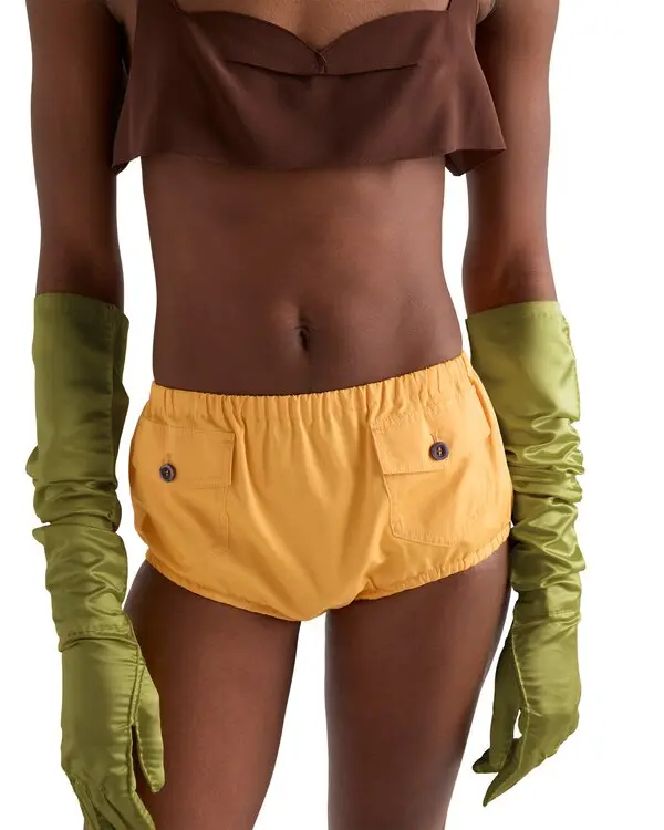 Prada Poplin Shorts With Flapped Pockets - Yellow