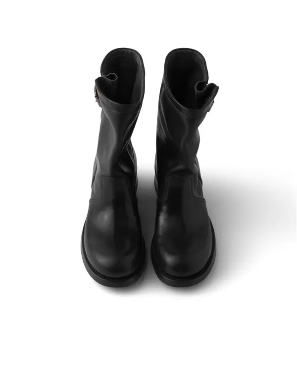 Prada Buckled Leather Mid-calf Boots