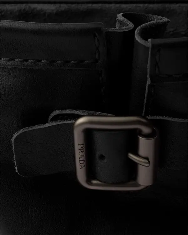 Prada Buckled Leather Mid-calf Boots