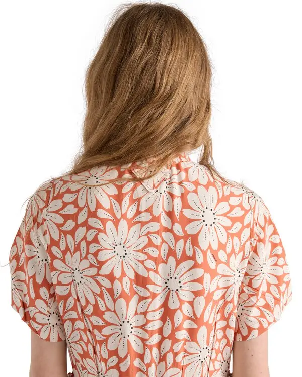 Prada Printed Pleated Pongé Shirtdress - Copper