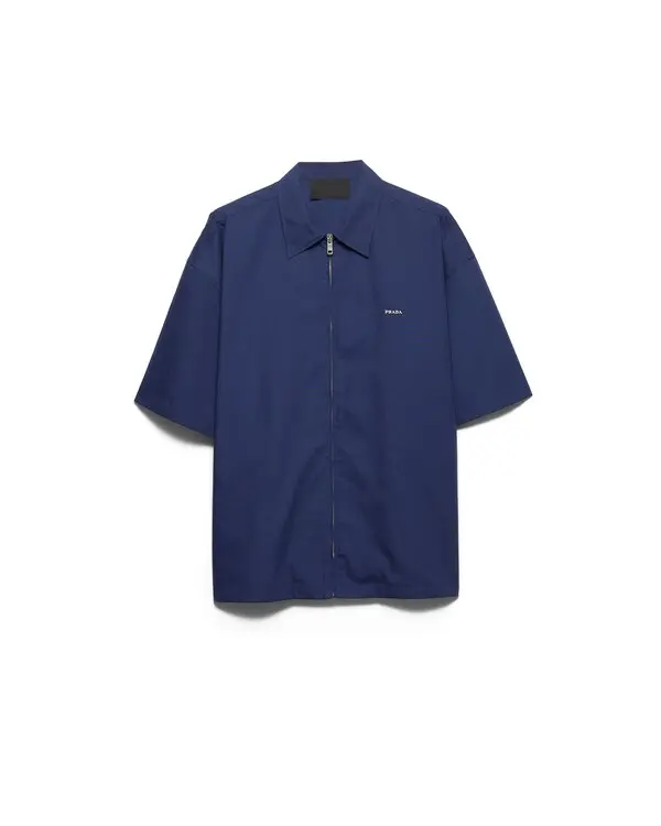 Prada Short-sleeved Technical Cotton Shirt - Bluette