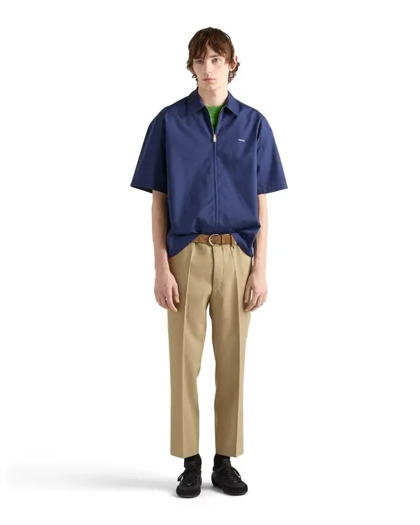 Prada Short-sleeved Technical Cotton Shirt - Bluette