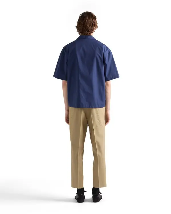 Prada Short-sleeved Technical Cotton Shirt - Bluette