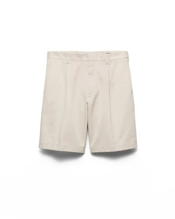 Prada Cotton Bermuda Shorts With Distressed Finish - Limestone