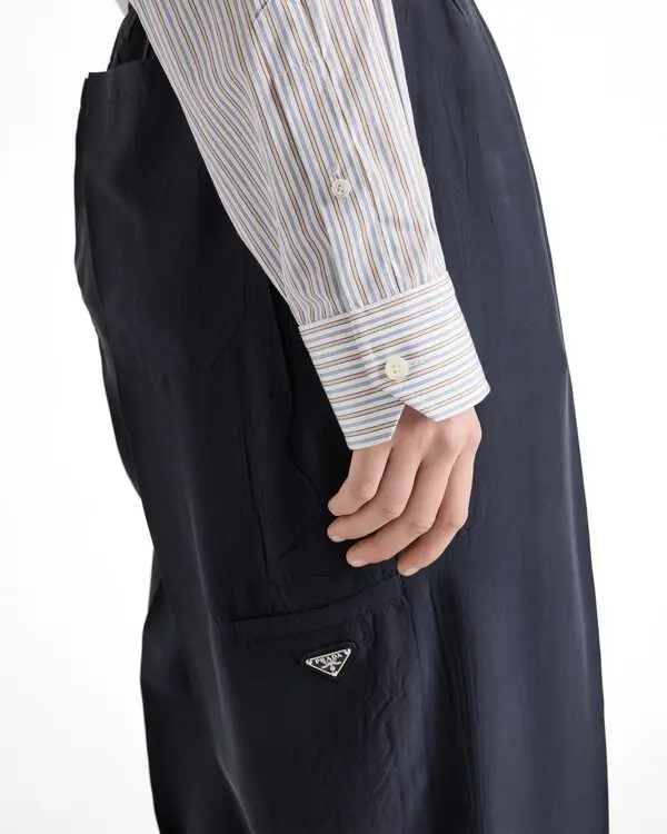 Prada Striped Poplin Shirt With Embroidered Logo