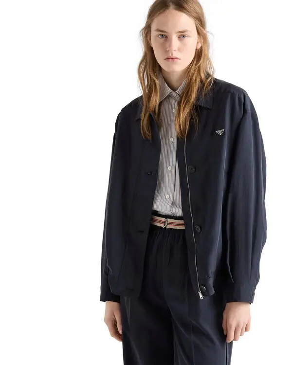 Prada Striped Poplin Shirt With Embroidered Logo