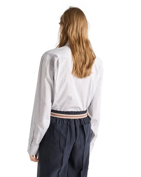 Prada Striped Poplin Shirt With Embroidered Logo