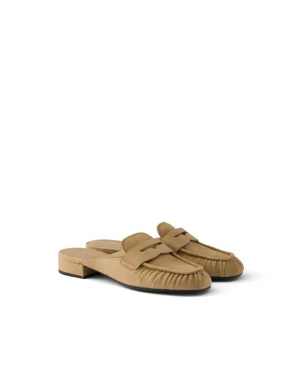 Prada Suede Mules - Ecru