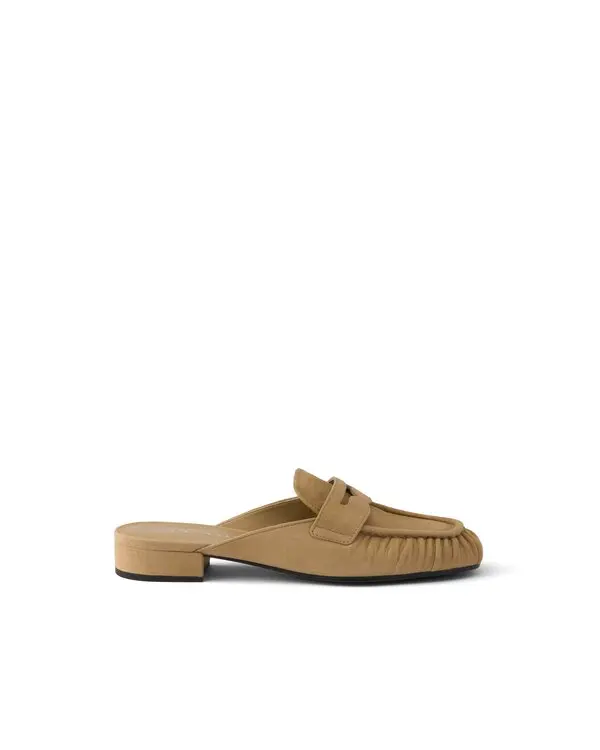 Prada Suede Mules - Ecru