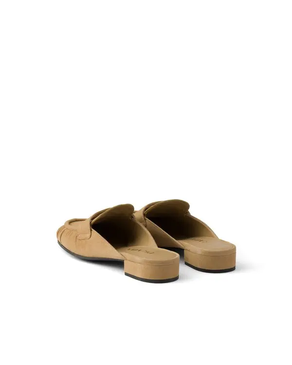 Prada Suede Mules - Ecru