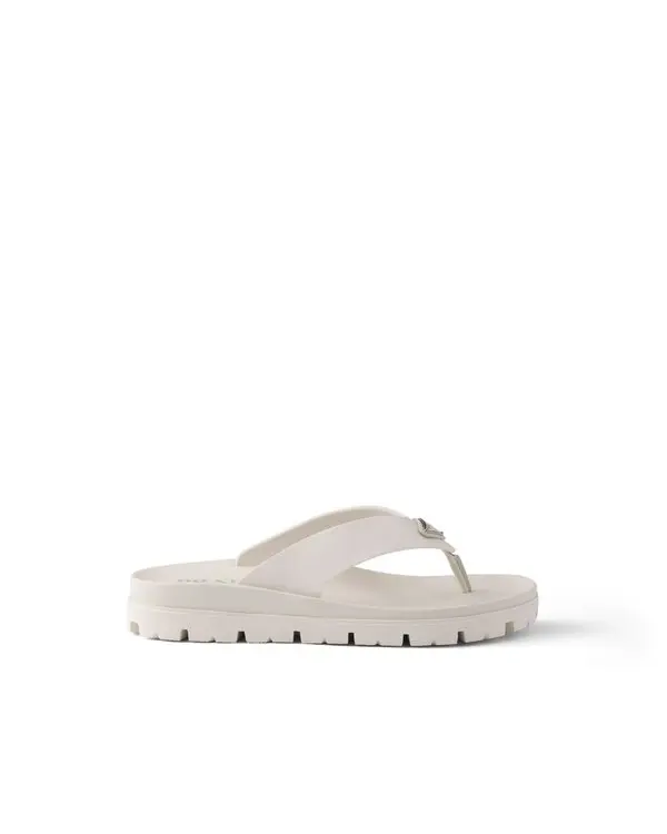 Prada Rubber Thong Sandals With Enamelled Triangle Logo - Panama