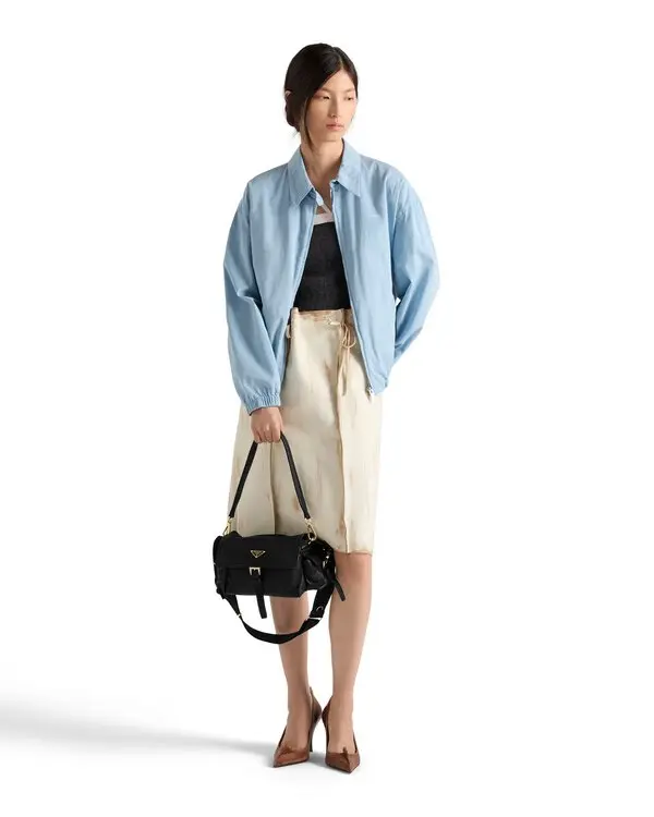 Prada Medium Nappa Leather Shoulder Bag With Flap - Black
