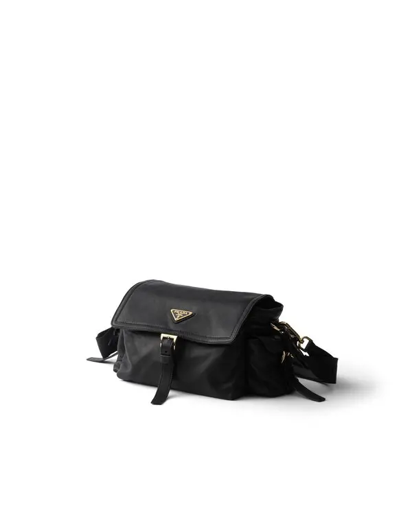 Prada Medium Nappa Leather Shoulder Bag With Flap - Black