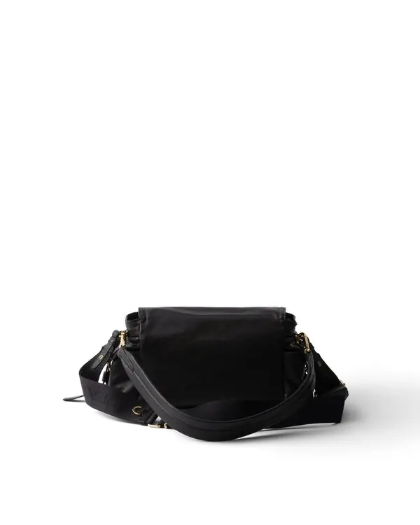 Prada Medium Nappa Leather Shoulder Bag With Flap - Black
