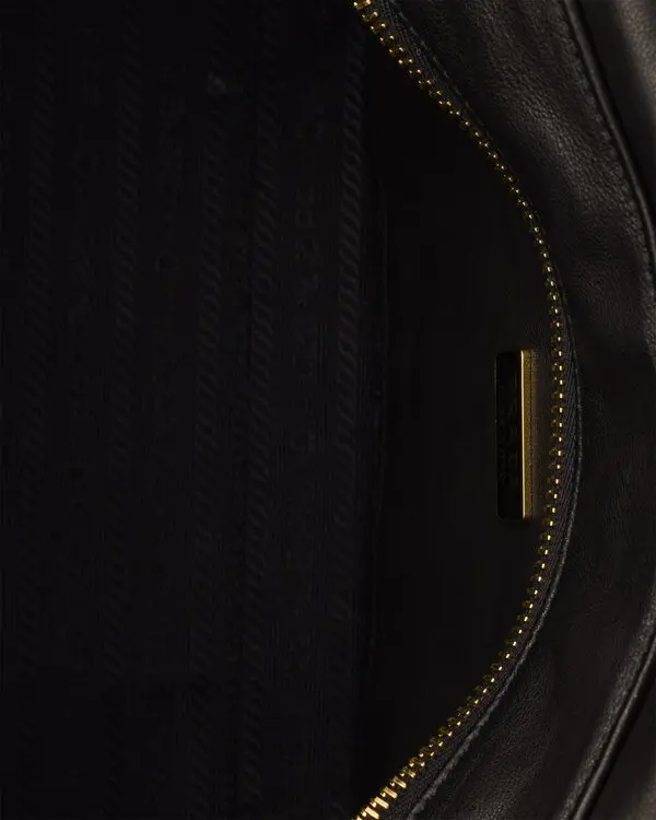 Prada Medium Nappa Leather Shoulder Bag With Flap - Black