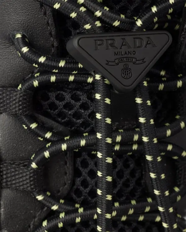 Prada Speedrock Leather And Mesh Fabric Sneakers - Black