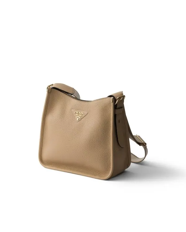 Prada Medium Leather Shoulder Bag - Beige Sable