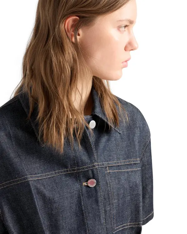 Prada Belted Denim Shirt Dress - Navy