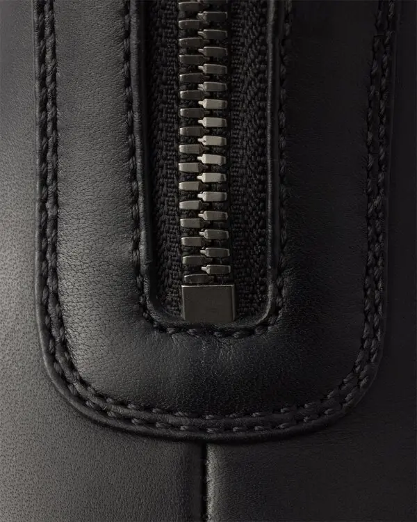Prada Leather Zipper Booties - Black