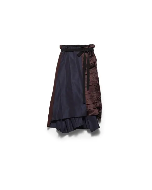Prada Faille Patchwork Wrap Skirt - Navy