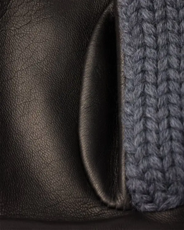 Prada Wool And Nappa Leather Gloves - Slate Gray