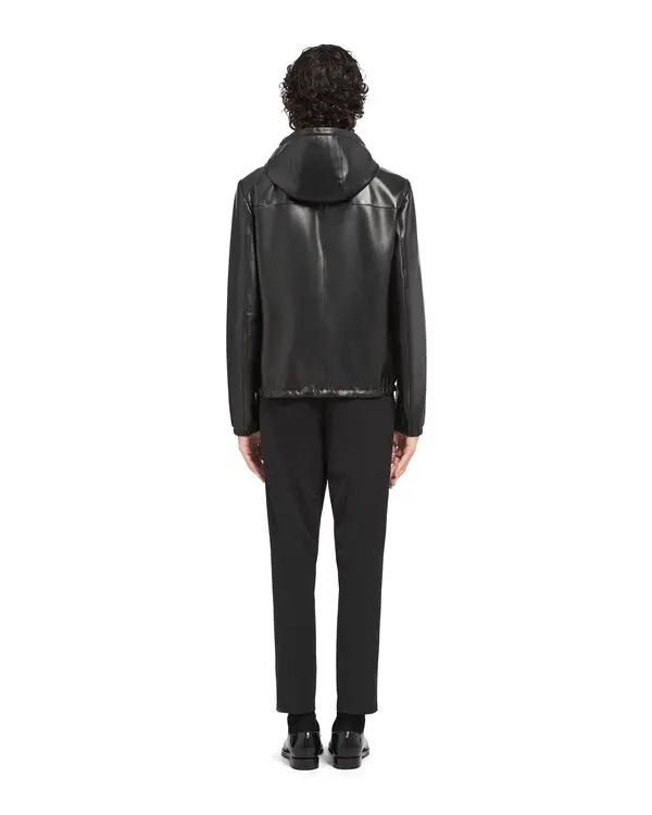 Prada Reversible Nappa Leather And Re-nylon Hooded Jacket