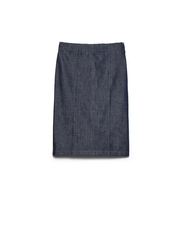 Prada Denim Pencil Skirt With Side Zipper - Navy