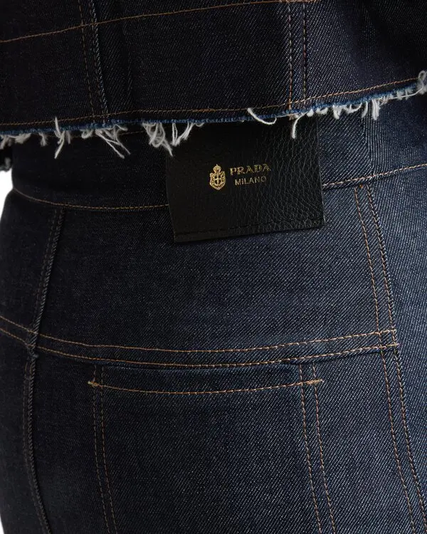 Prada Denim Pencil Skirt With Side Zipper - Navy