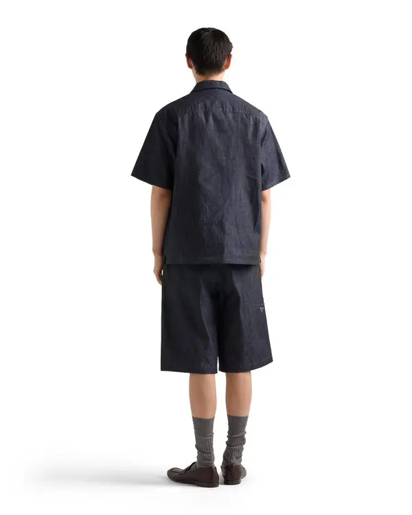 Prada Short-sleeved Chambray Denim Shirt