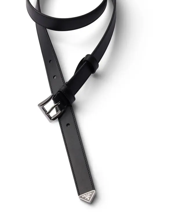 Prada Leather Belt With Metal Buckle