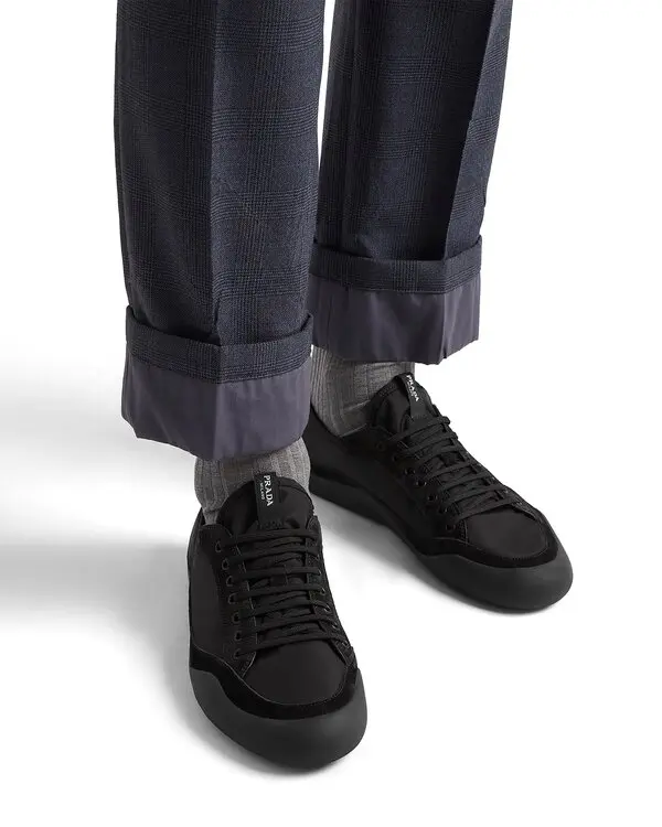 Prada Speedrock Re-nylon And Suede Lace-up Sneakers - Black