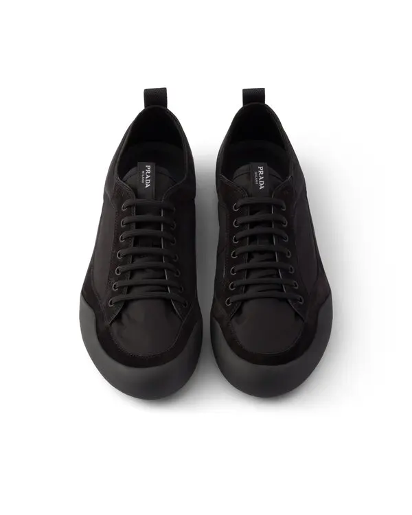 Prada Speedrock Re-nylon And Suede Lace-up Sneakers - Black