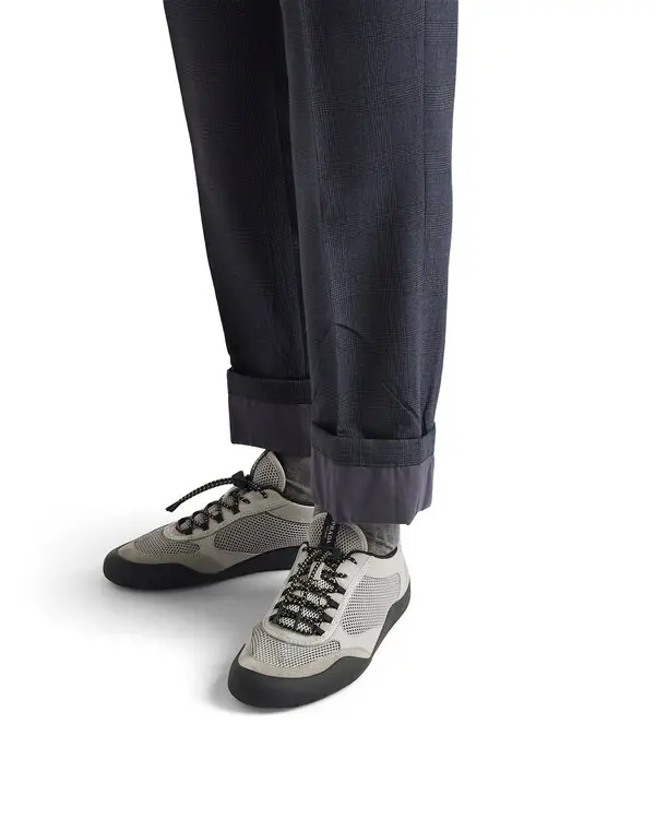 Prada Speedrock Leather And Mesh Fabric Sneakers - Grey