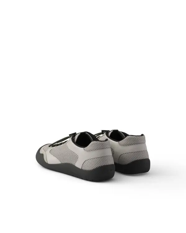 Prada Speedrock Leather And Mesh Fabric Sneakers - Grey