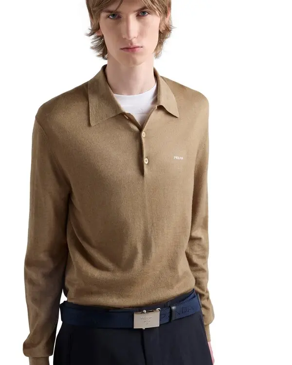 Prada Wool And Silk Polo Sweater