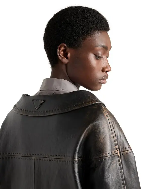 Prada Antiqued Nappa Leather Jacket