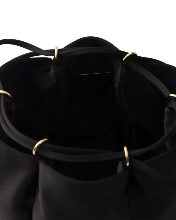 Prada Satin Mini Bucket Bag - Black