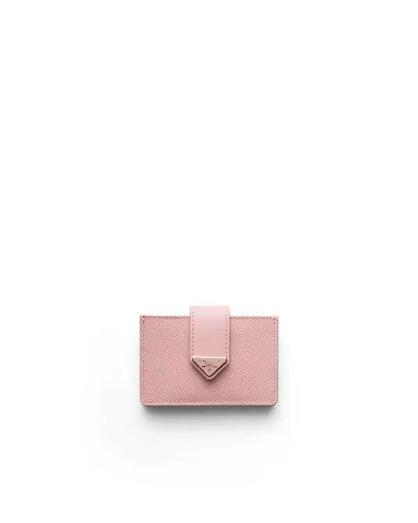 Prada Saffiano And Smooth Leather Card Holder - Peach