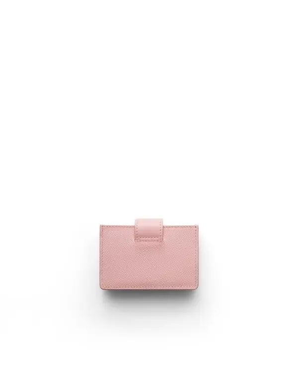 Prada Saffiano And Smooth Leather Card Holder - Peach