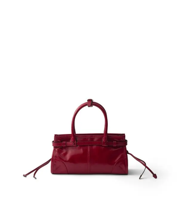 Prada Leather Mini Handbag - Ruby Red