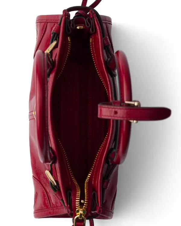 Prada Leather Mini Handbag - Ruby Red