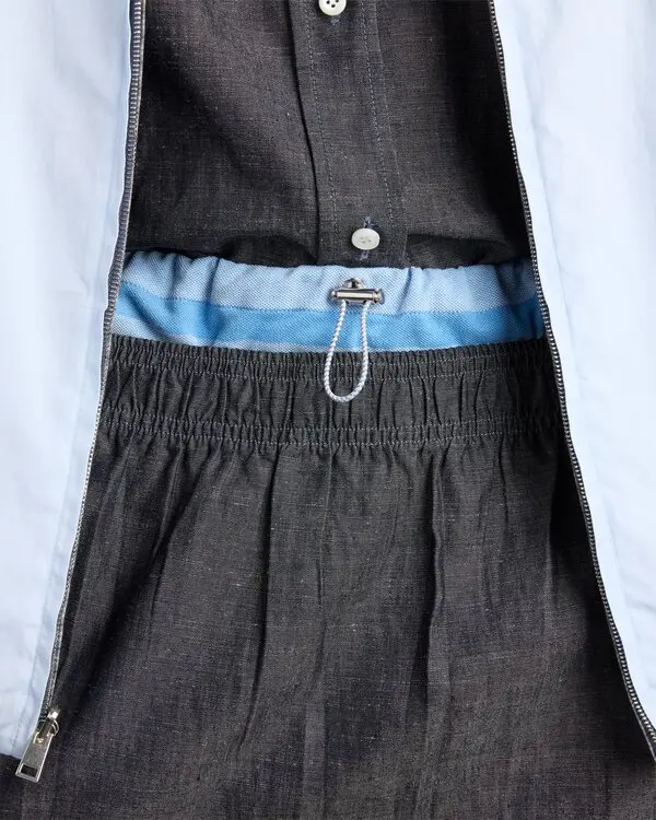 Prada Chambray Midi Skirt With Lace Trim - Navy