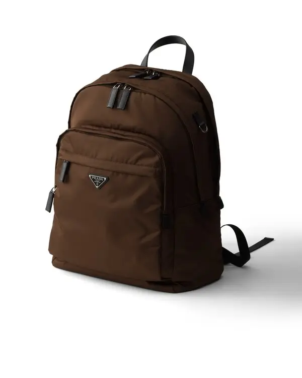 Prada Re-nylon And Saffiano Leather Backpack - Sienna